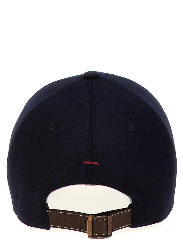 Brunello Cucinelli Embroidered Wool Cap - Blue