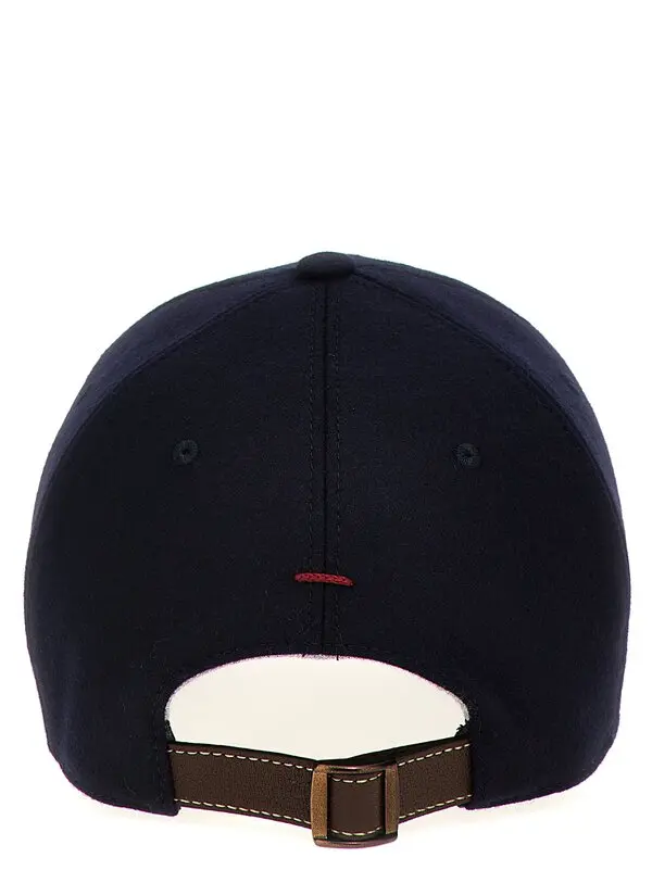 Brunello Cucinelli Embroidered Wool Cap - Blue