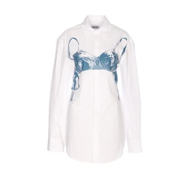 JEAN PAUL GAULTIER Graphic Print Cotton Blend Shirt - White