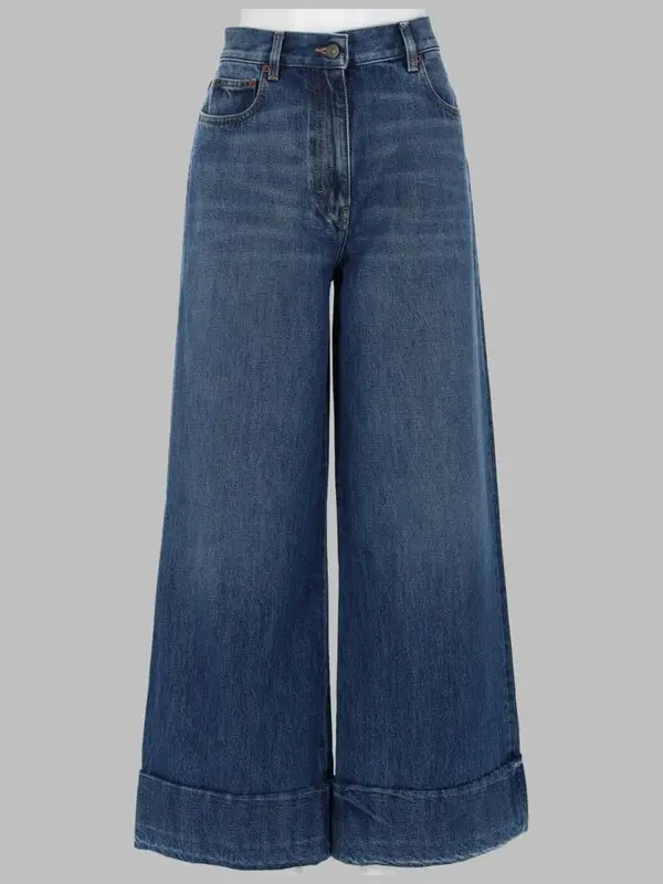 Valentino Garavani Jeans In Denim A Cinque Tasche - Blue