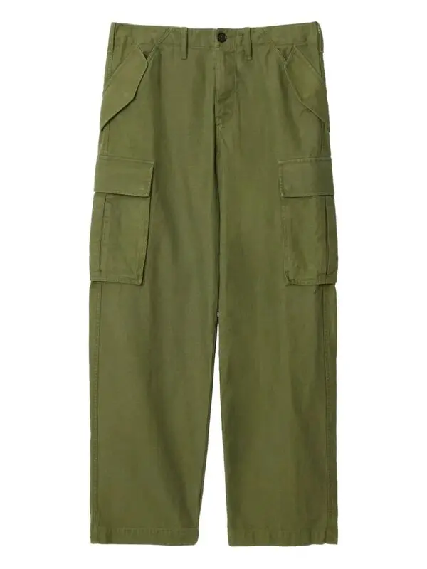 Burberry Cotton Cargo Trousers With Adjustable Waist - Green