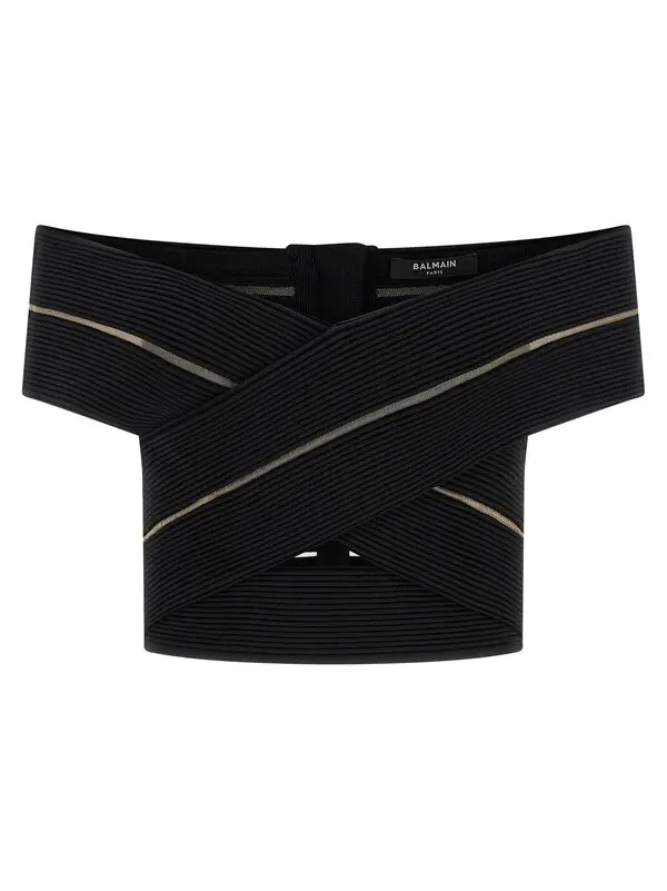 Balmain Off-the-shoulder Crop Top