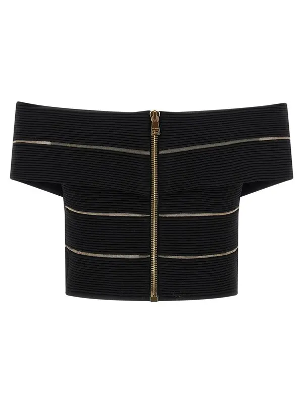 Balmain Off-the-shoulder Crop Top