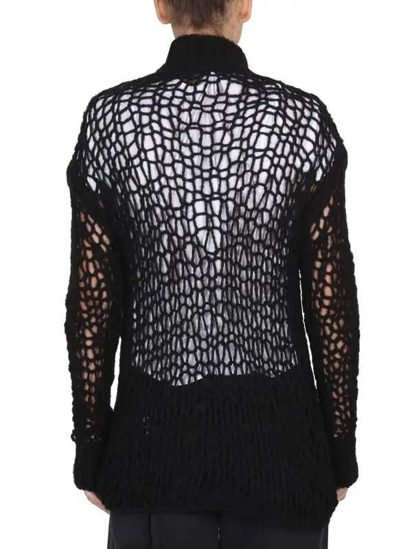 ANN DEMEULEMEESTER Leontine High Neck Open Knit Sweater