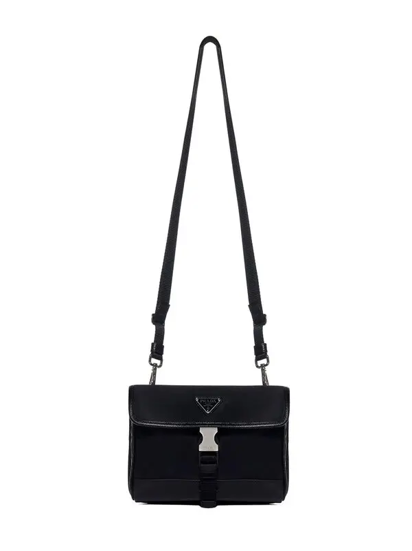 Prada Accessori Pelletteria Phone Holder In Black Re-nylon And Saffiano Leather - Multicolor