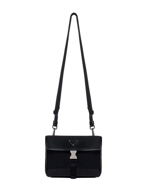 Prada Accessori Pelletteria Phone Holder In Black Re-nylon And Saffiano Leather - Multicolor