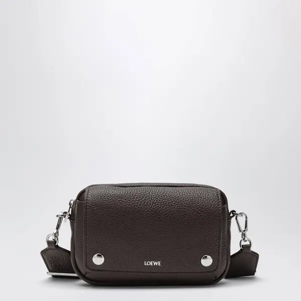 Loewe Small Pebble Crossbody Bag In Chocolate Grained Leather