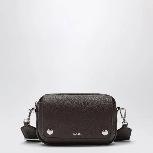 Loewe Small Pebble Crossbody Bag In Chocolate Grained Leather - Brown