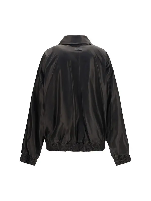 Acne Studios Leather Jacket With High Collar - Black
