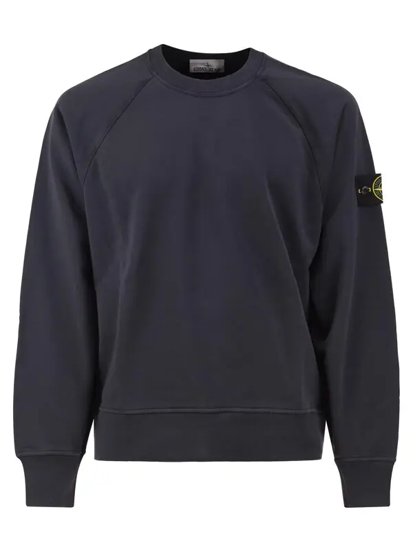 Stone Island Cotton Crew Neck Sweatshirt With Compass Badge - Blue