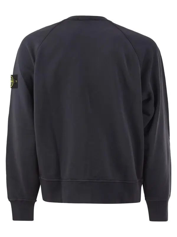 Stone Island Cotton Crew Neck Sweatshirt With Compass Badge - Blue