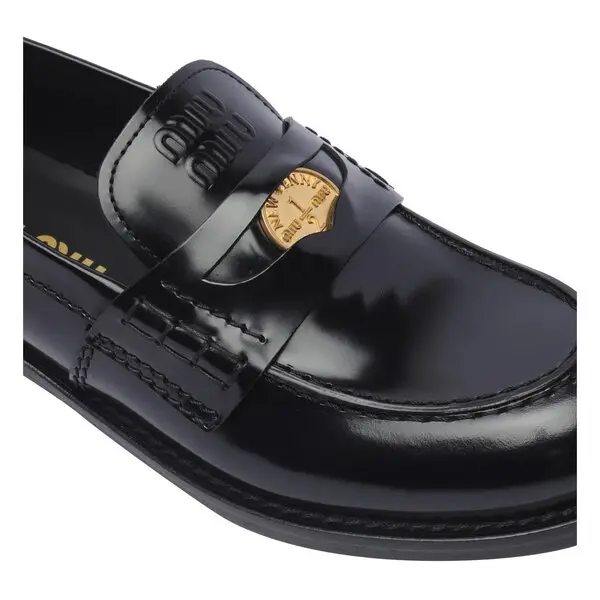 Miu Miu Logo Loafers - Black