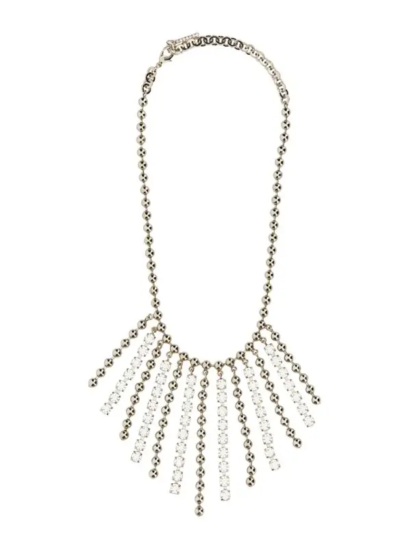 Alessandra Rich Crystal And Fringe Chain Necklace - Silver