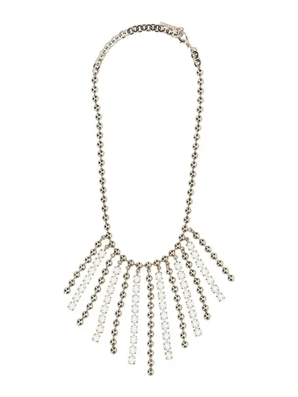 Alessandra Rich Crystal Fringe Necklace - Silver