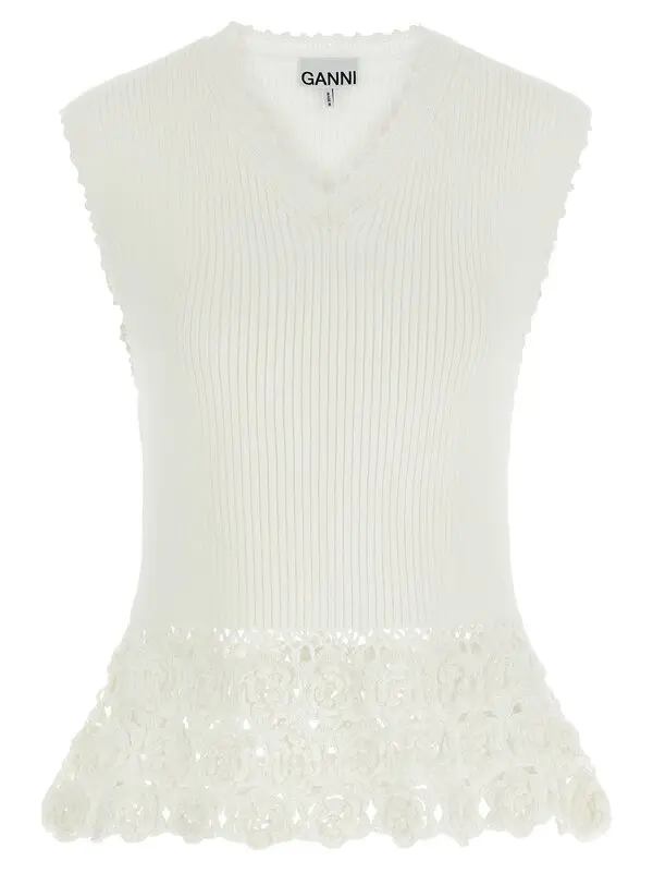 GANNI Cotton Crochet' Vest