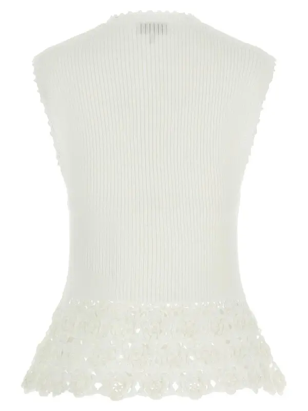 GANNI Cotton Crochet Vest - White