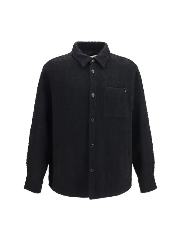 Valentino Garavani Textured High-neck Jacket - Black