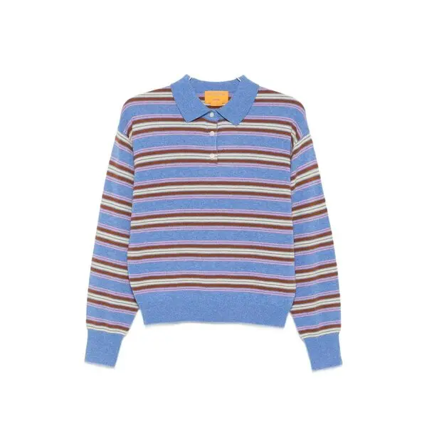 Guest In Residence Cashmere Striped Polo - Blue