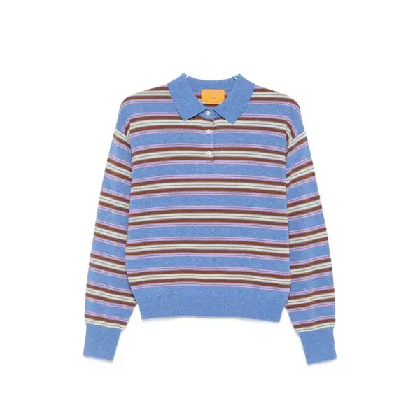 Guest In Residence Cashmere Striped Polo - Blue