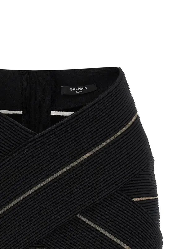 Balmain V-shaped Waist Mini Skirt - Black
