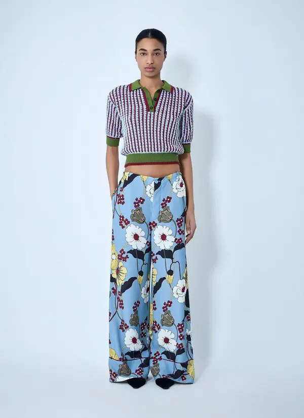 Marni Wide-leg Floral Trousers - Blue