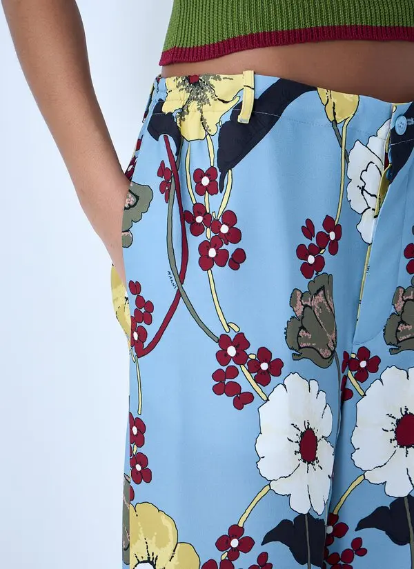 Marni Wide-leg Floral Trousers - Blue