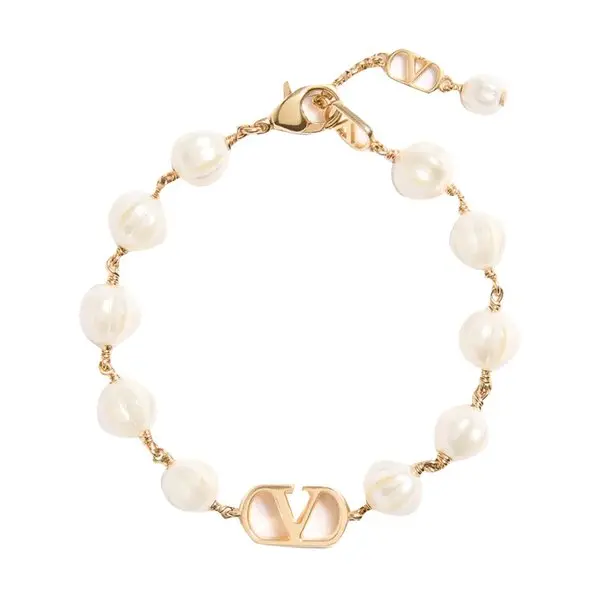 Valentino Garavani Pearls Vlogo Signature Bracelet - White