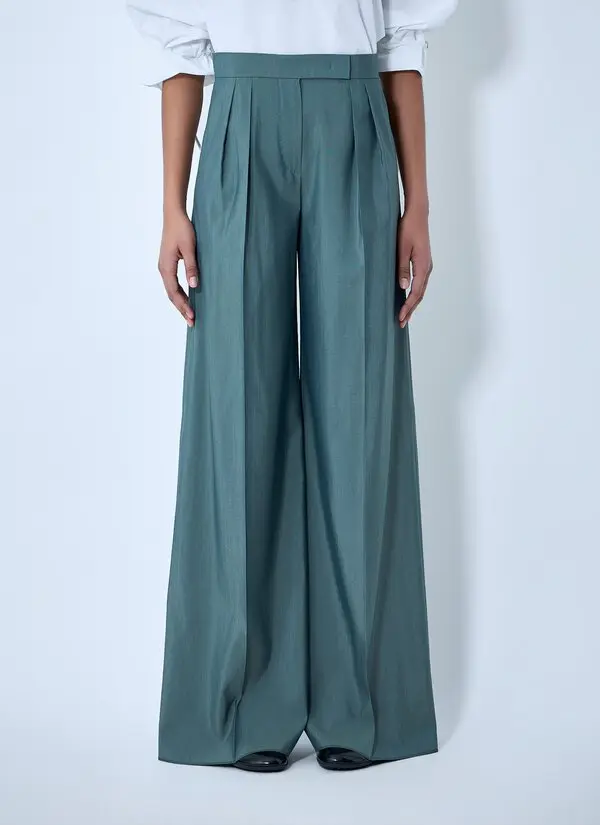 Max Mara High-waisted Wide-leg Trousers - Green