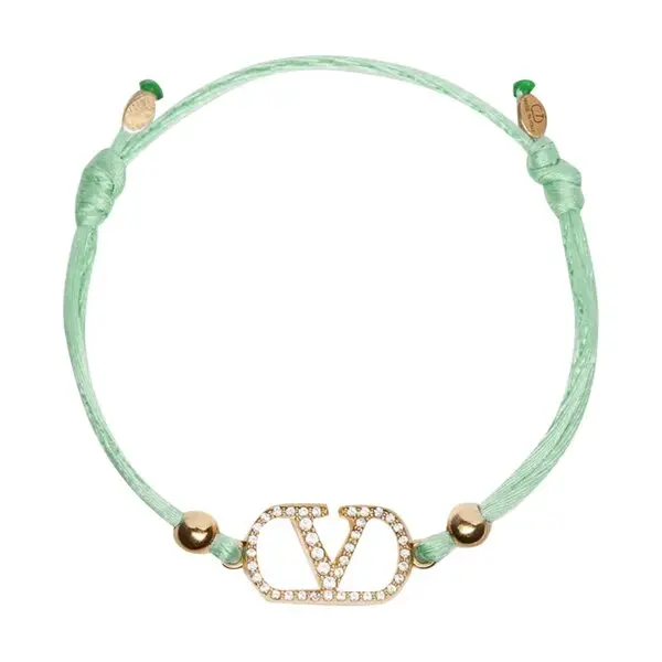 Valentino Garavani Strass Vlogo Signature Bracelet - Green
