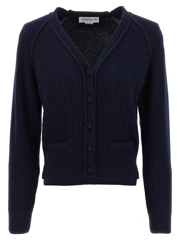 Victoria Beckham Stepped Hem Cardigan - Blue