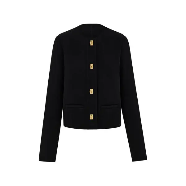 FERRAGAMO Cropped Wool Cashmere Jacket - Black