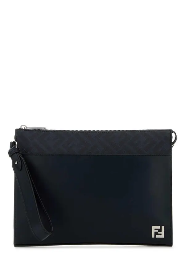 Fendi Midnight Leather Squared Ff Clutch