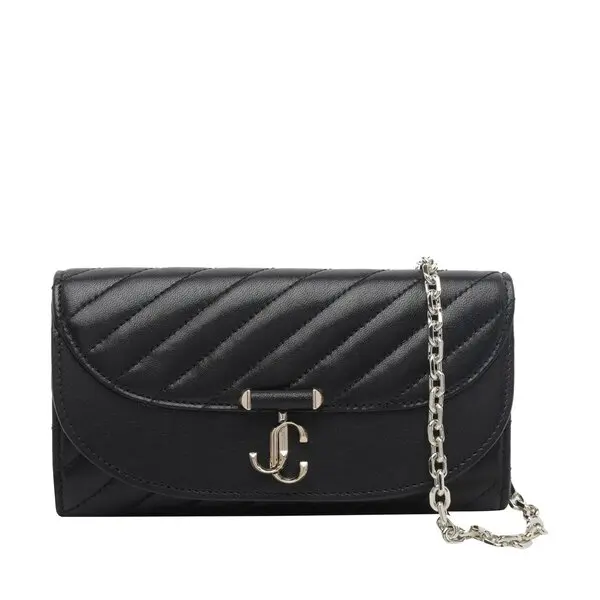 JIMMY CHOO Avenue Curve Chain Wallet - Black