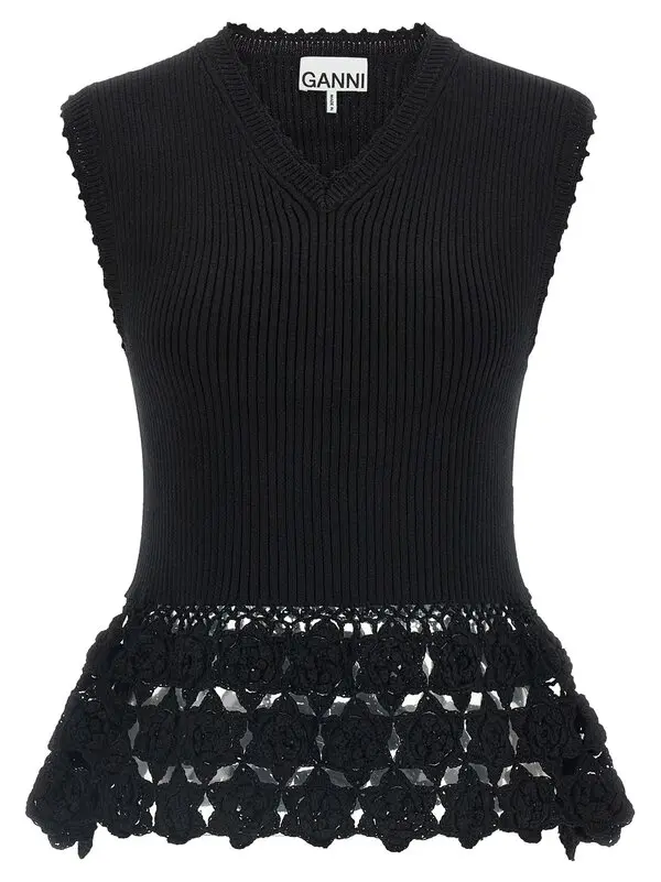 GANNI Cotton Crochet' Vest