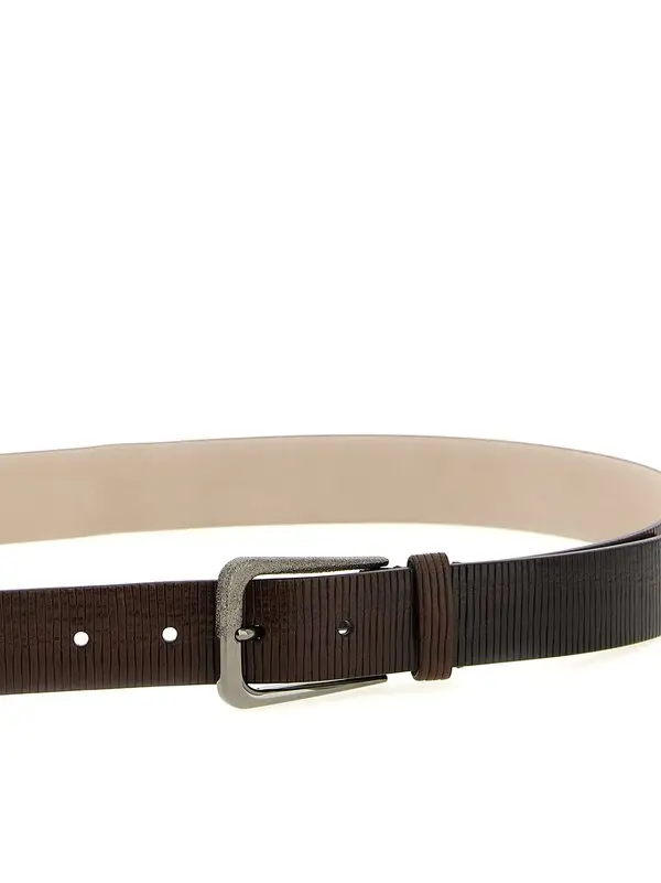 Brunello Cucinelli Ribbed Leather Belt