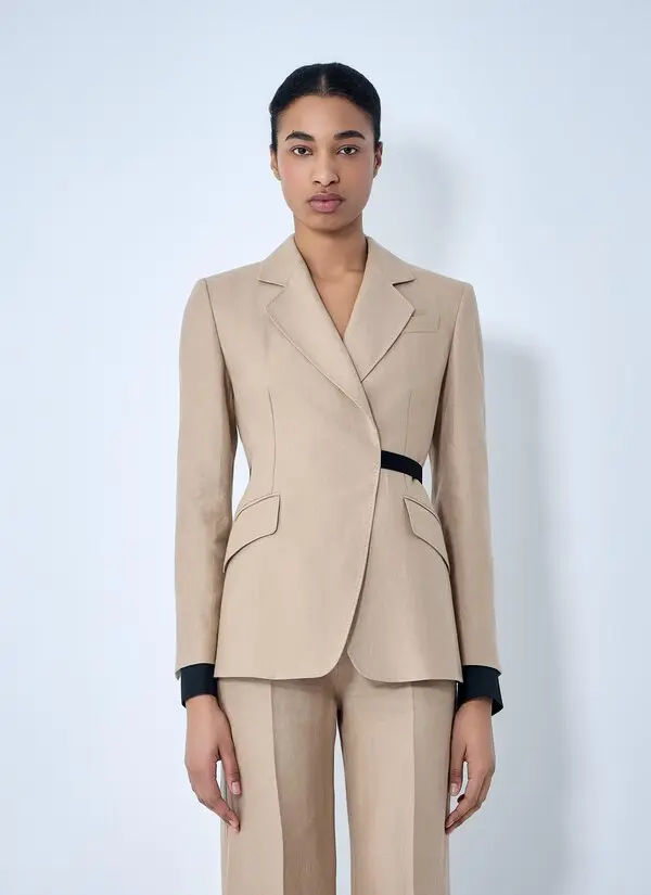 Max Mara Textured Notch Lapel Blazer - Cream