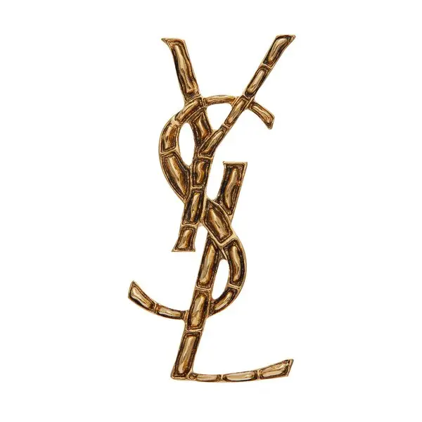 Saint Laurent Cassandre Crocodile Brooch - Gold