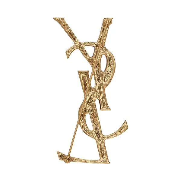 Saint Laurent Cassandre Crocodile Brooch - Gold
