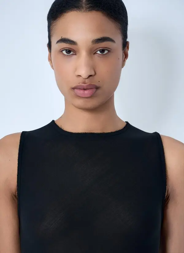 RIER Sleeveless Mesh Midi Dress