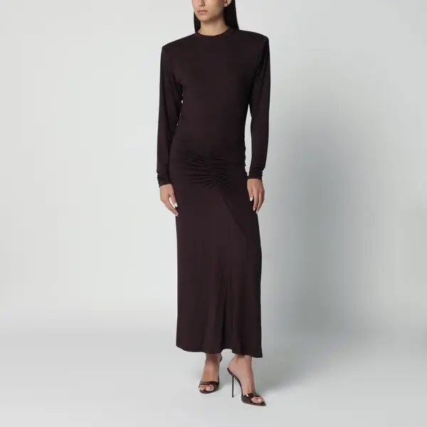 Andamane Rouge Noir Maxi Dress With Waist Draping - Red