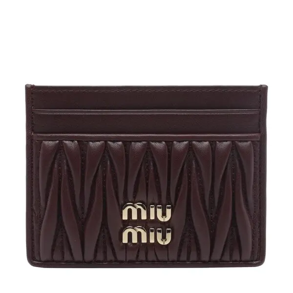 Miu Miu Logo Matelasse' Cards Holder - Red