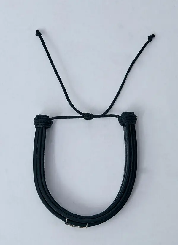 Saint Laurent Cassandre Multi-strand Leather Bracelet - Black