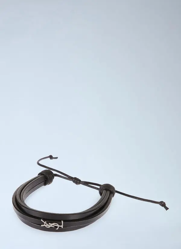 Saint Laurent Cassandre Leather Bracelet