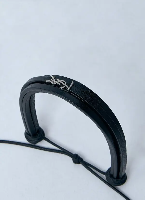 Saint Laurent Cassandre Leather Bracelet