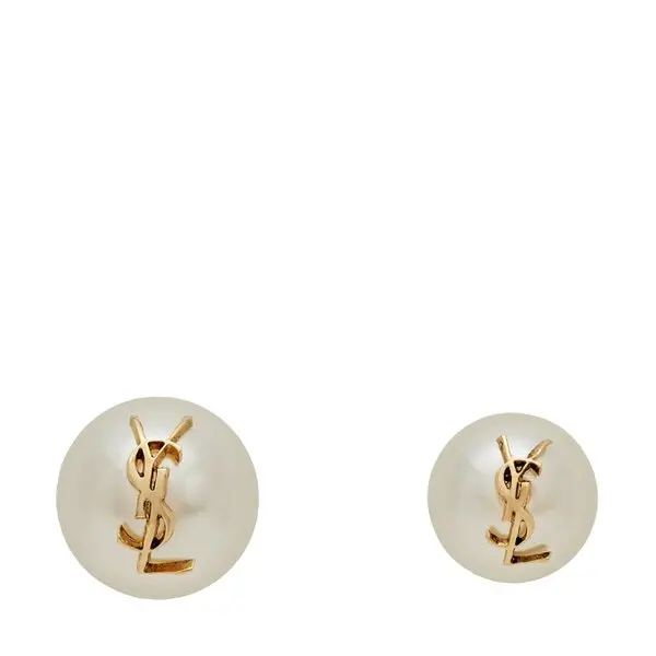 Saint Laurent Cassandre Asymmetric Pearl Earrings