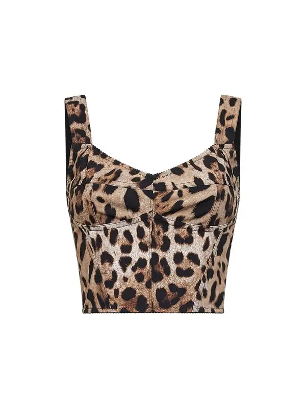 Dolce & Gabbana Leopard Print Bustier Top - Multicolor