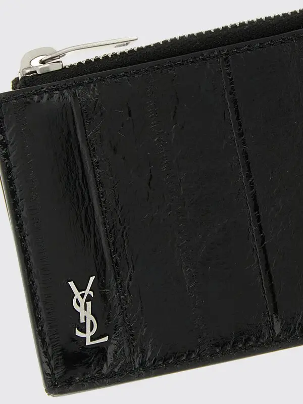Saint Laurent Tiny Cassandre Eel Leather Credit Card Holder