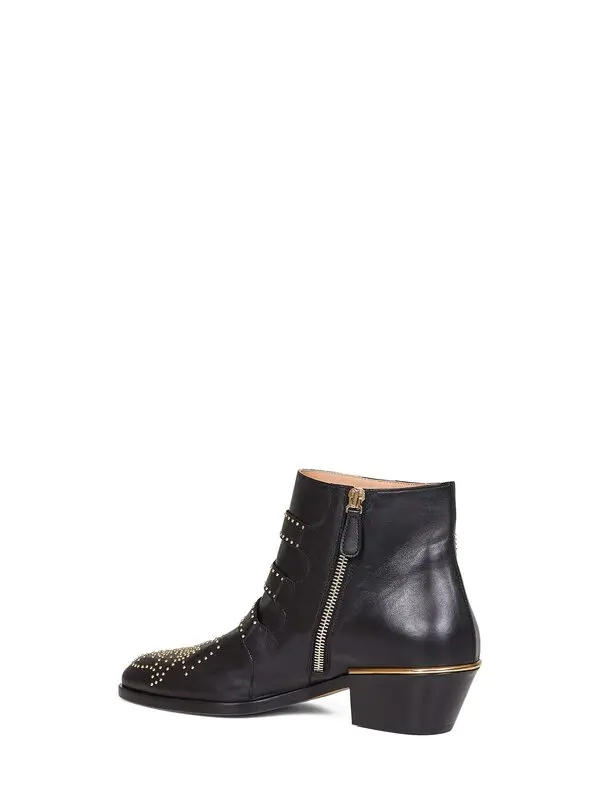 Chloé Black Nappa Leather Susanna Ankle Boots - Multicolor