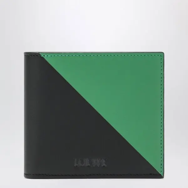 Loewe Flag Bifold Wallet With Coin Pocket In Black / Tropical Green Leather - Multicolor