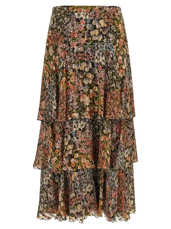 Valentino Garavani Après L'hiver Printed Silk Midi Skirt - Multicolor